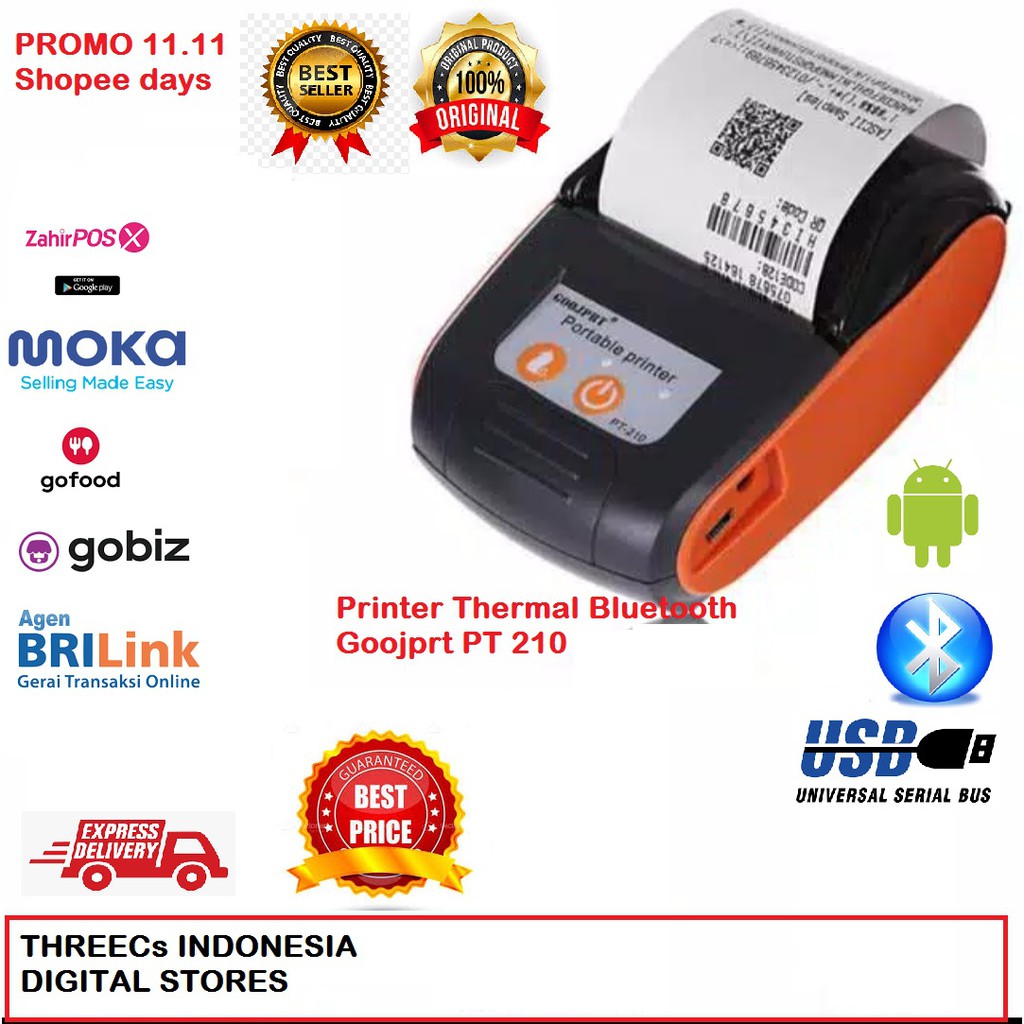 Jual Paket Printer thermal bluetooth Goojprt + 10 roll thermal paper | Shopee Indonesia