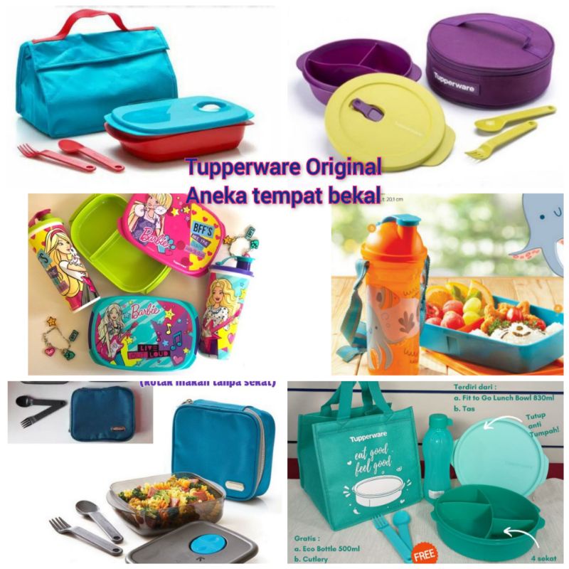 Jual tempat bekal makan tupperware kotak makan + sendok + tas | Shopee ...