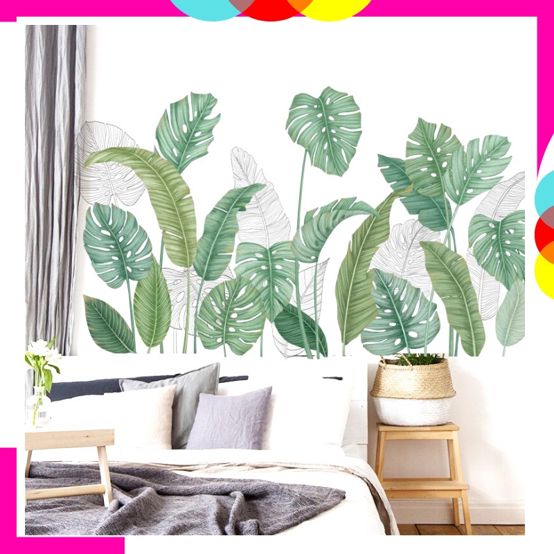 Jual Q45 WALLSTICKER WALLSTIKER WALL STICKER STIKER PAPER WALLPAPER DINDING DAUN HIJAU MONSTERA ...