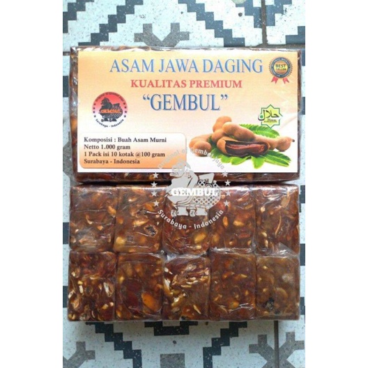 Jual 1 kg Asam jawa/Asem Jawa "GEMBUL" TANPA BIJI 1kg isi 10 kotak @100 ...