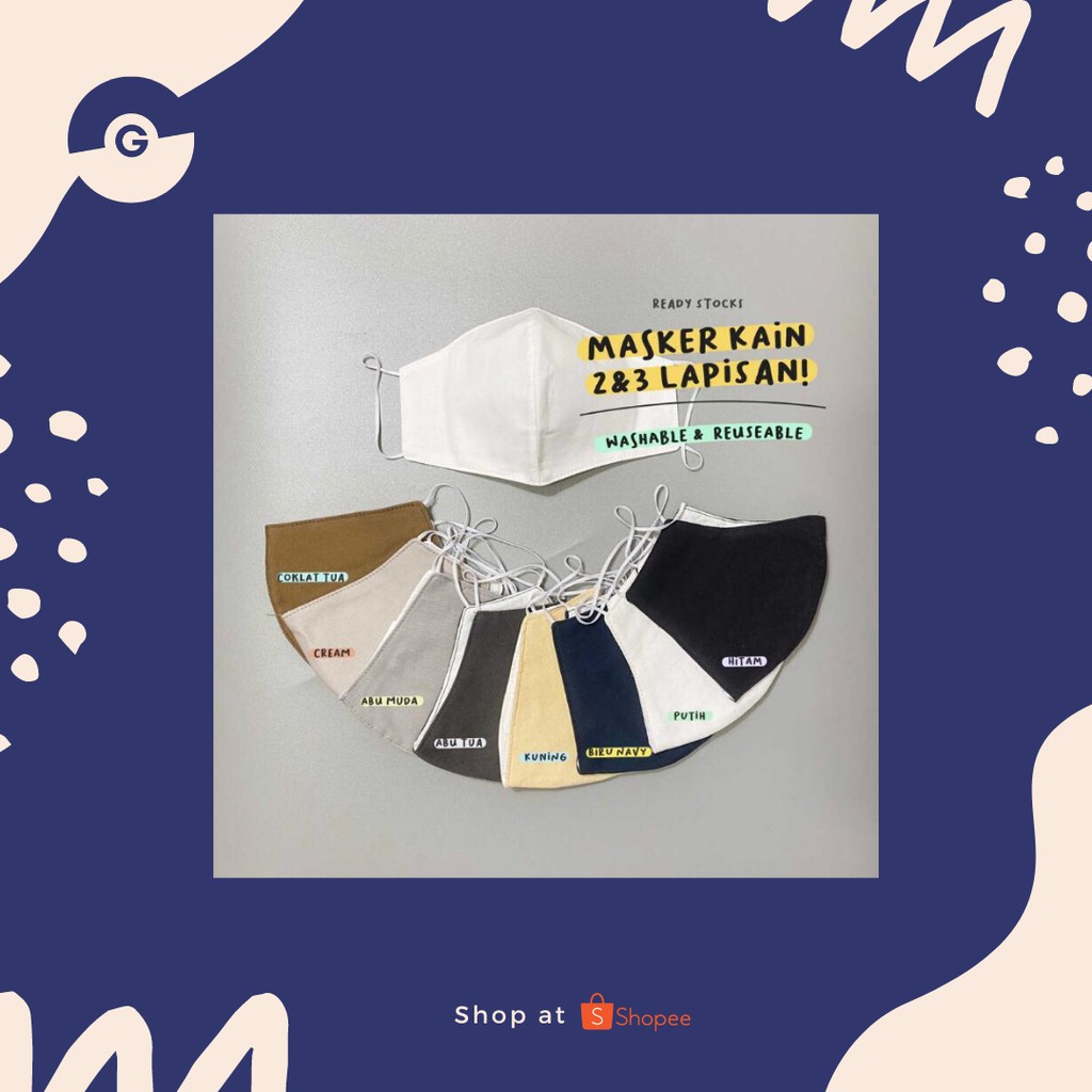 Jual Masker Kain 3 Lapis Model Earloop Ready Satuan Lusinan | Shopee ...