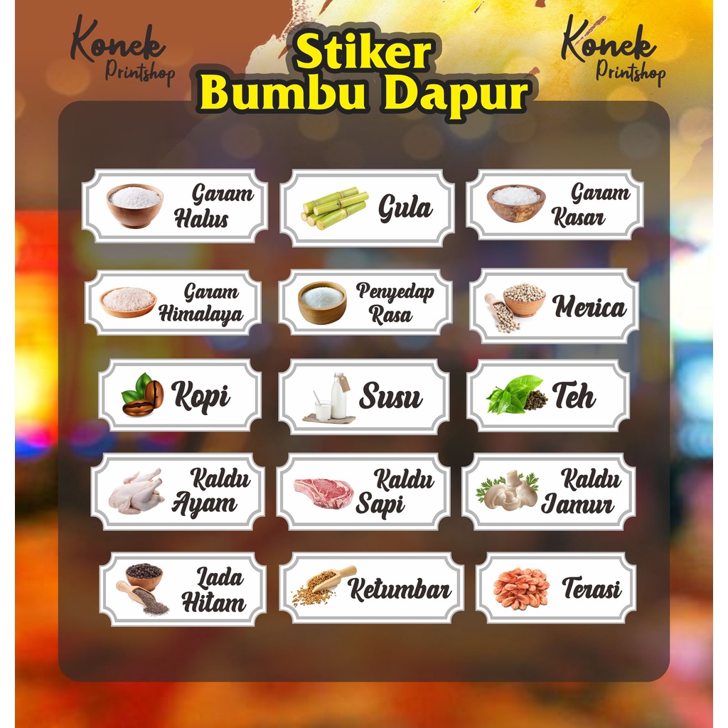 Jual Sticker Stiker Bumbu Dapur Stiker Gula Stiker Garam Dilengkapi ...