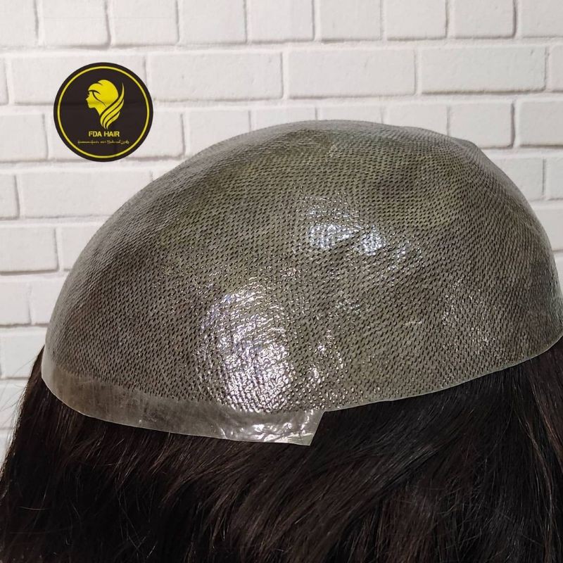 Jual Toupee tutup botak human hair poly skin free lem | Shopee Indonesia