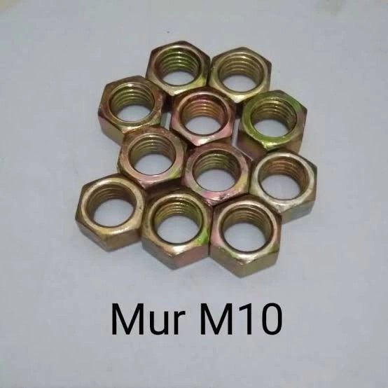 Jual Mur M10 Kuning Pitch 1,25 Hex Nut Kunci 14 Drat Halus Besi 10 mm | Shopee Indonesia
