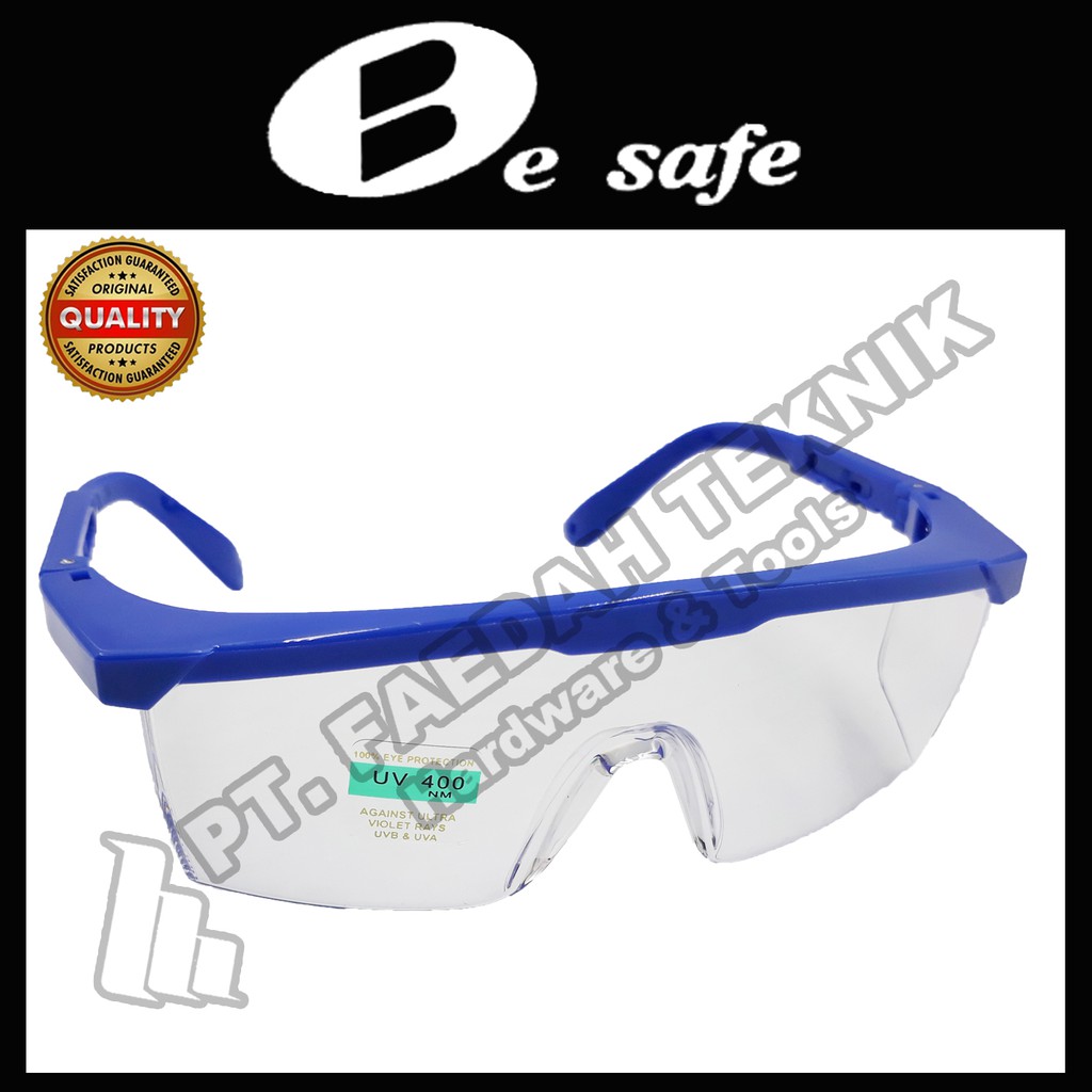 Jual Kacamata Safety Biru UV 400 Be Safe BS026 | Shopee Indonesia