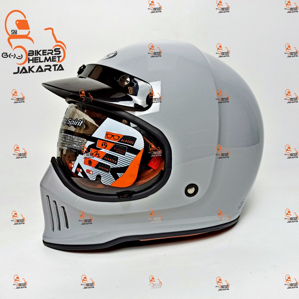 Jual INK HELM TROOPER ASPHLAT SOLID GREY FULL FACE RETRO CLASSIC DD ...