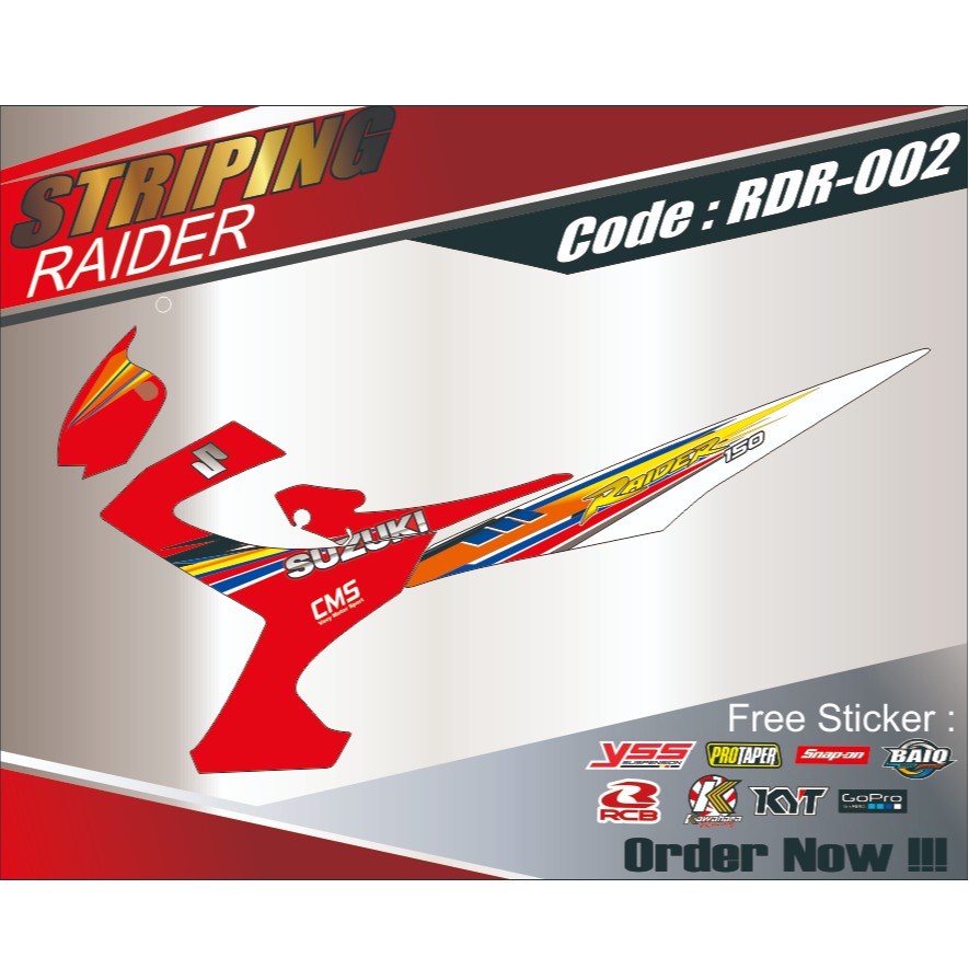 Jual STRIPPING STICKER RAIDER 150 PUTIH MERAH/STICKER VARIASI | Shopee ...
