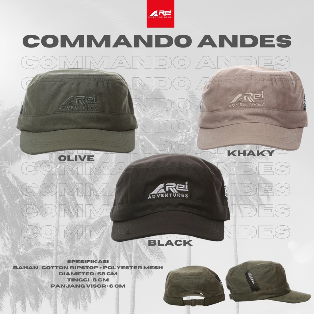 Jual Topi Rei Arei Commando Komando Andes - Hitam | Shopee Indonesia