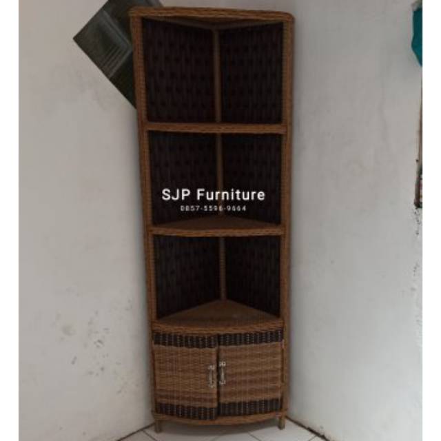 Jual Rak / Lemari Pojok Rotan Sintetis [ Rangka Besi ] | Shopee Indonesia