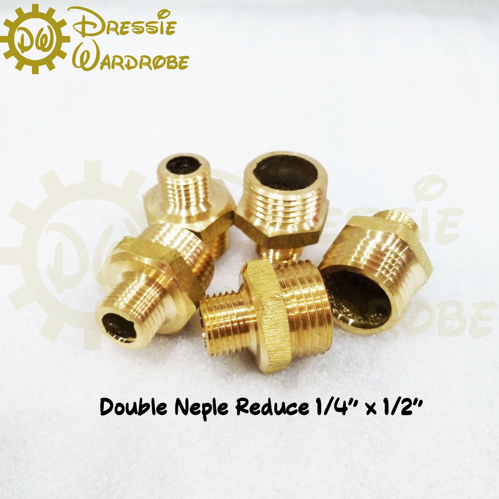 Jual Konektor Nepel Double Neple Nipple Drat Kuningan 1/4" x 1/2" | Shopee Indonesia