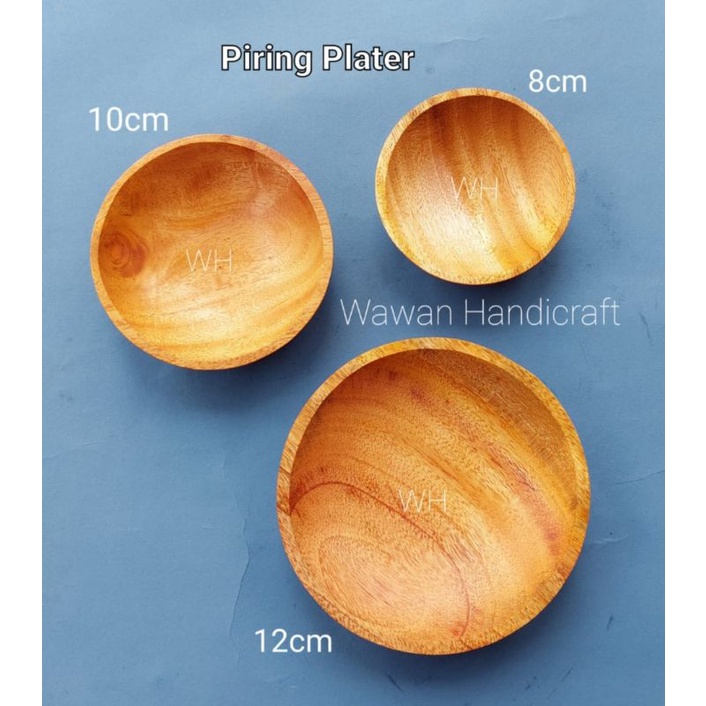 Jual piring kayu/piring kayu bulat set/piring sambal/piring saji/8cm ...