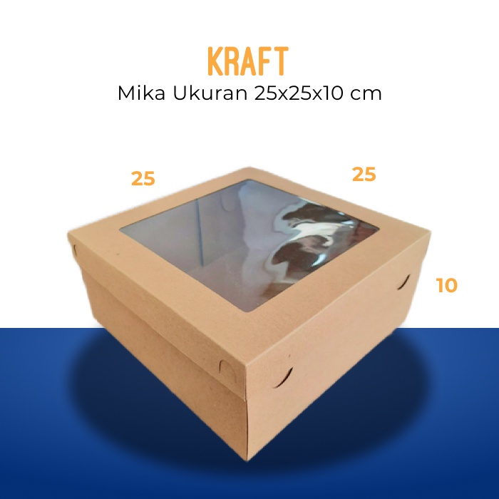 Jual Kotak Kraft Mika ( 25 x 25 x 10 cm ) Kardus Box Dus Kue Cake Tart ...