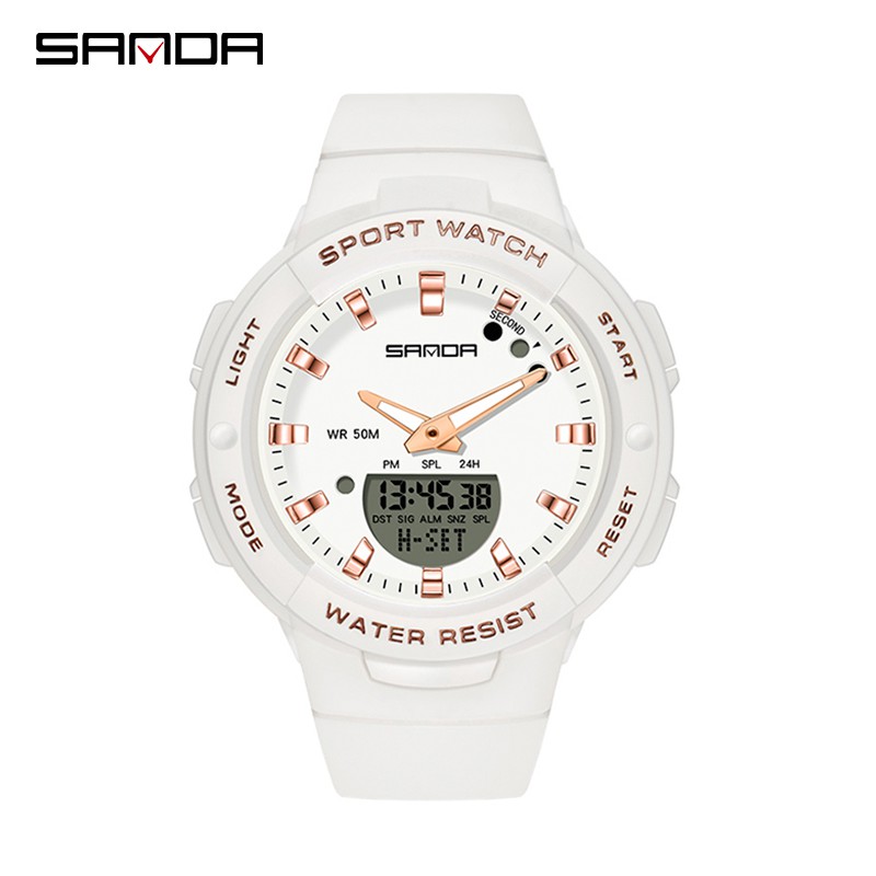 Jual SANDA 6005 Jam Tangan Wanita Pria Digital Analog Tali Rubber Chronograph Anti Air | Shopee ...