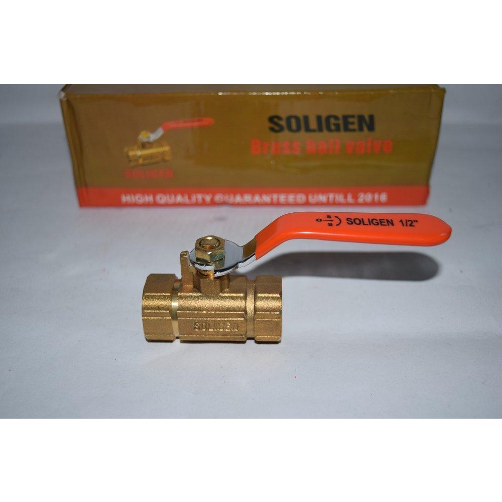 Jual Stop Kran Ball Valve Kuningan SOLIGEN 1/2" 3/4" 1" Inch | Shopee Indonesia