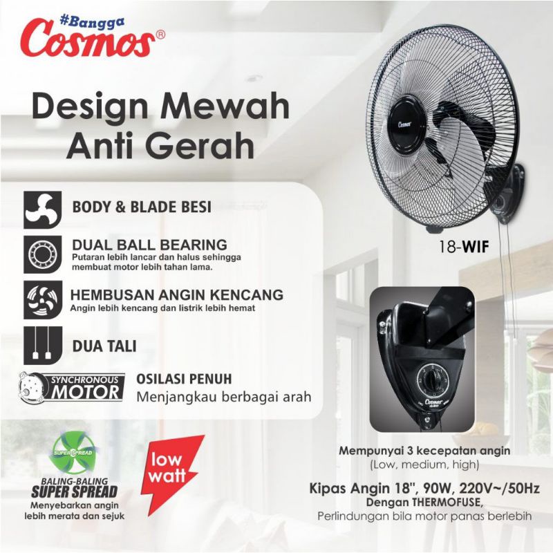 Jual COSMOS 18 WIF / 1803 wif WALL FAN 18 INCH BALING BALING BESI ...