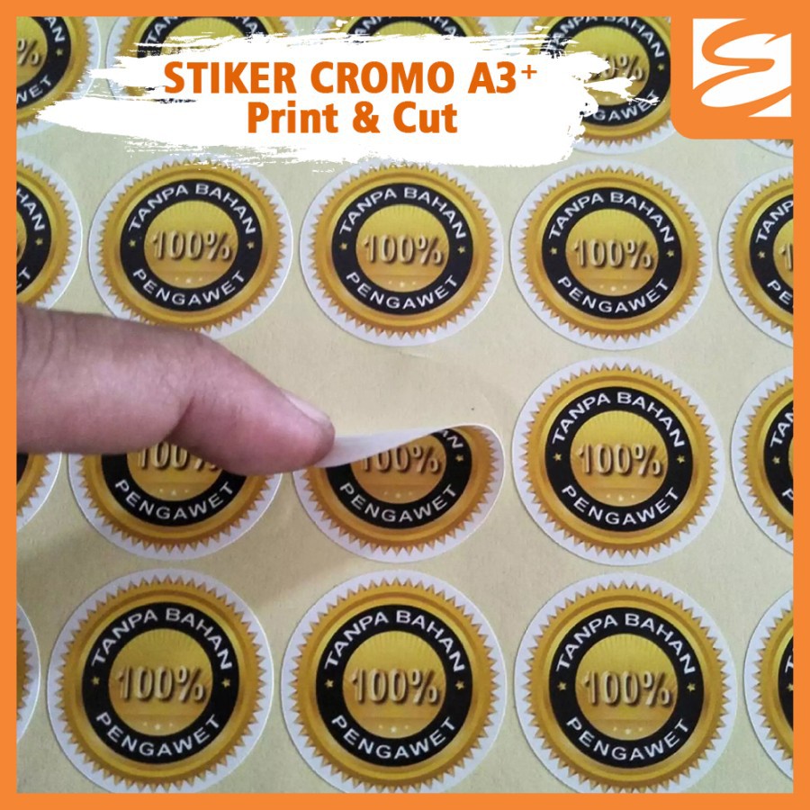Jual Sticker Print & Cut A3+ Cromo Cetak Stiker Label Custom | Shopee ...