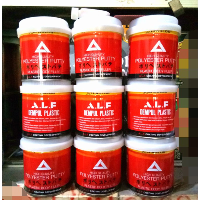 Jual DEMPUl ALFAGLOSS Besi Kayu Plastik Mobil Motor Polyester Putty 250ml Plus Hardener Plus ...