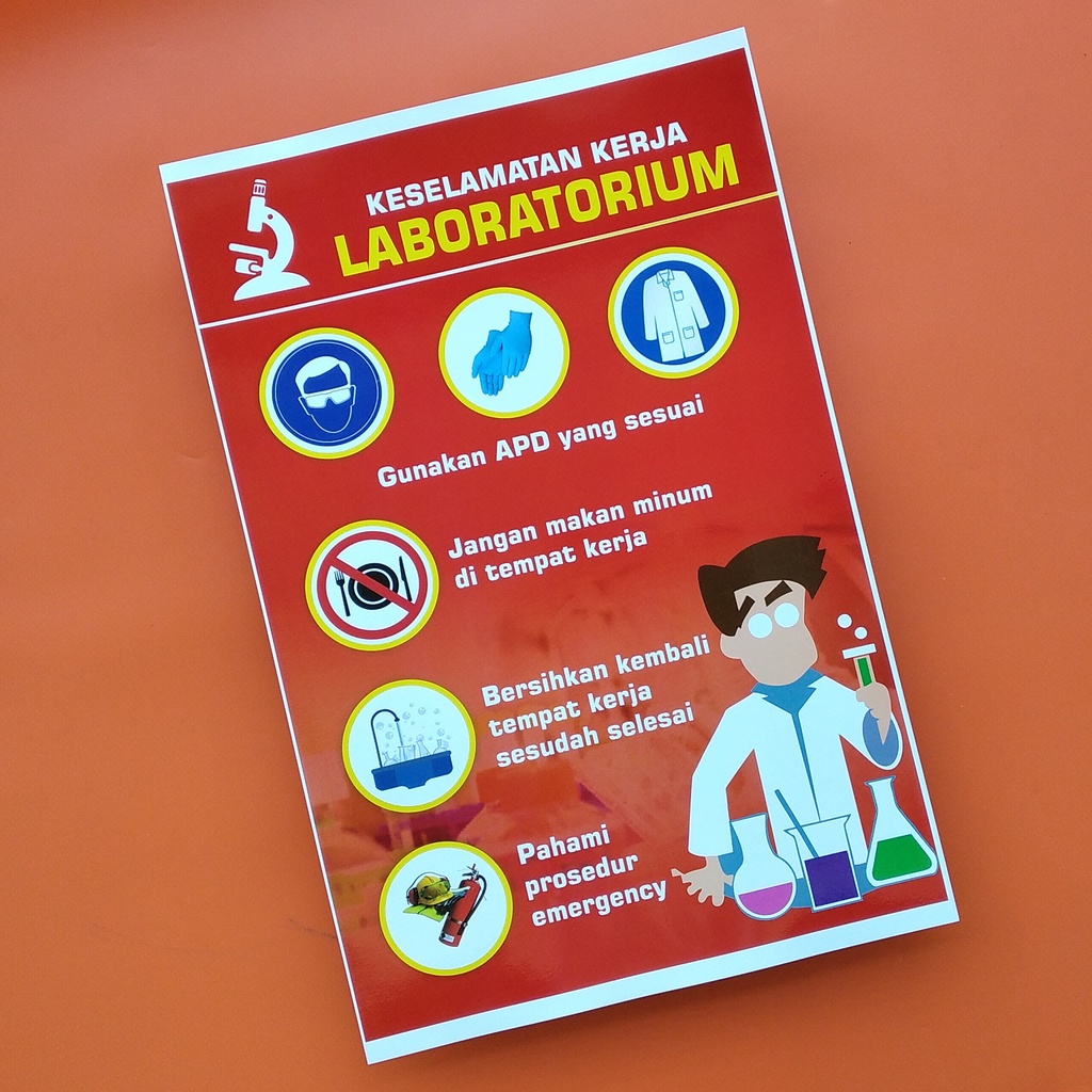 Jual Poster Edukasi - Keselamatan Kerja Laboratorium Merah | Poster K3 ...
