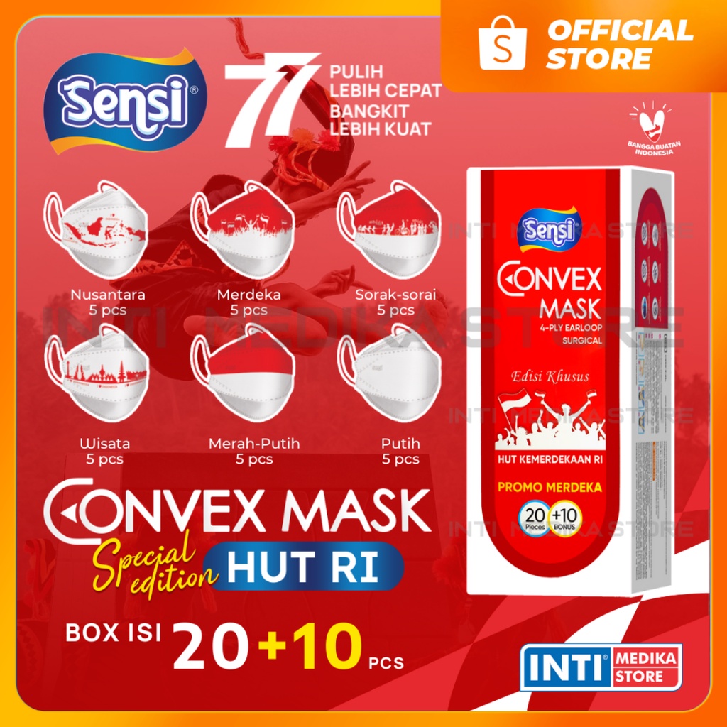 Jual SENSI - Convex Mask 4 Ply Edisi HUT RI | Masker Sensi Earloop ...