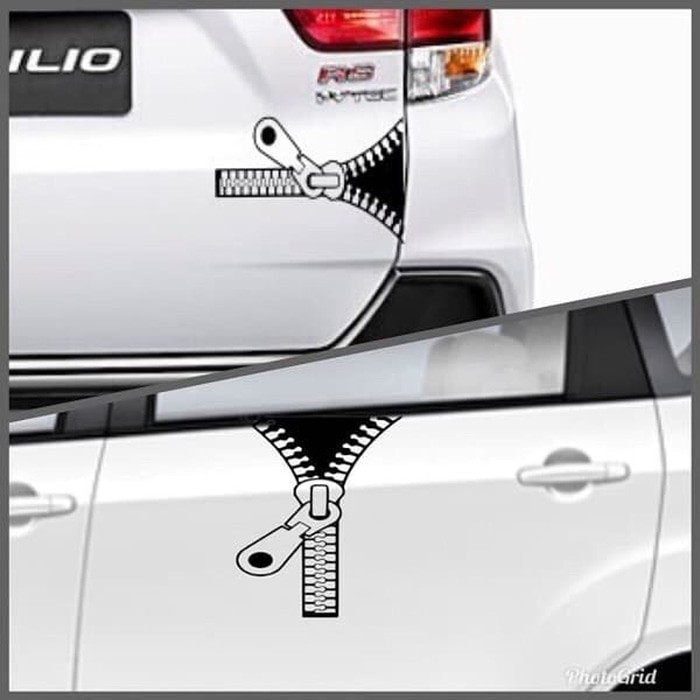 Jual cutting stiker mobil kaca body pintu Resleting 3D unik | Shopee ...