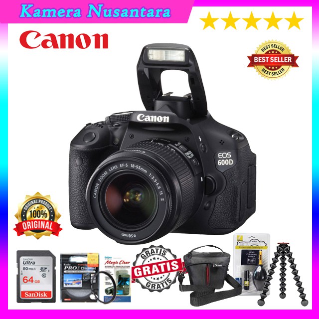 Jual CANON EOS 600D KIT 18-55MM IS II ORIGINAL / 600D - PAKET LENGKAP | Shopee Indonesia