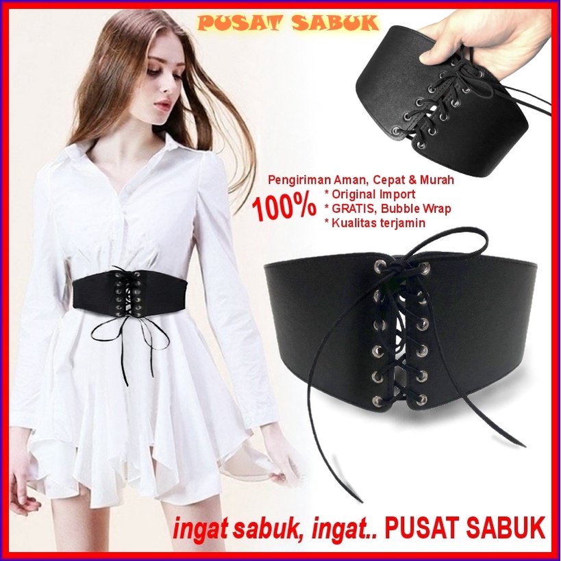 Jual Gesper Lebar Sabuk Ikat Pinggang Belt Wanita Obi Korea Karet ...