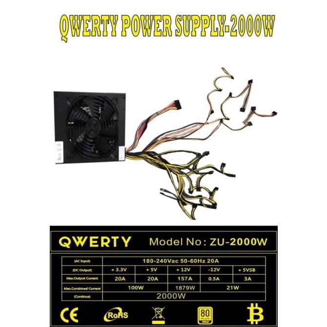 Jual Power Supply Qwerty 2000W Mining Psu - No Box | Shopee Indonesia