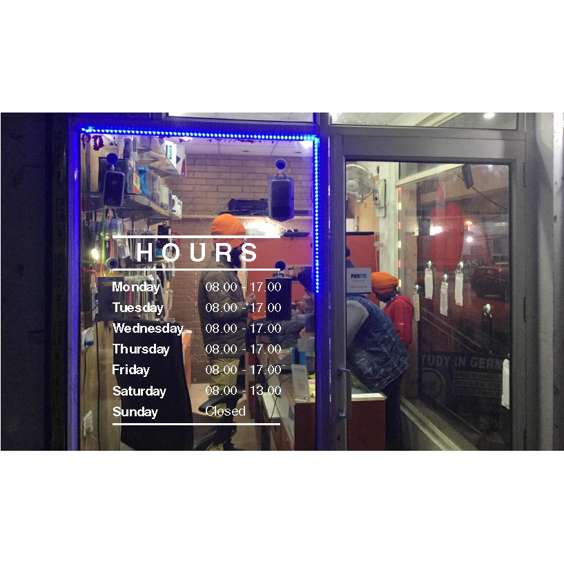 Jual Sign Stiker Jam Buka Tutup Toko Tiap Hari Operasional Opening ...