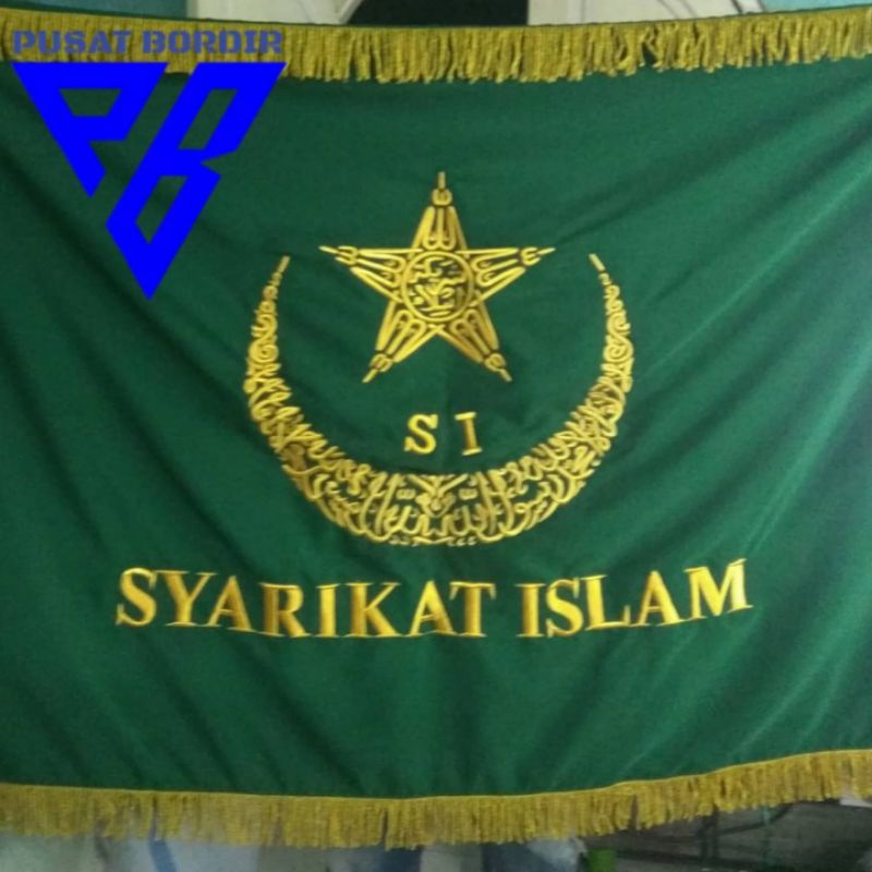 Jual Bendera pataka bordir SYARIKAT ISLAM bordir depan belakang | Shopee Indonesia