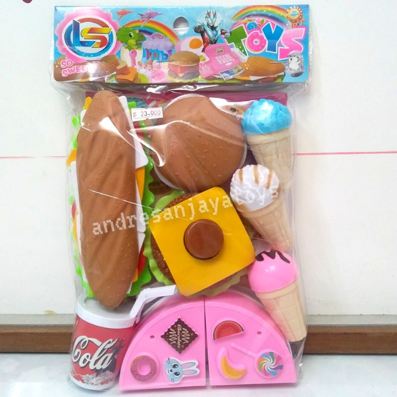 Jual Mainan Kue Tart Potong Kue Ulang Tahun Ice Cream Burger | Shopee ...