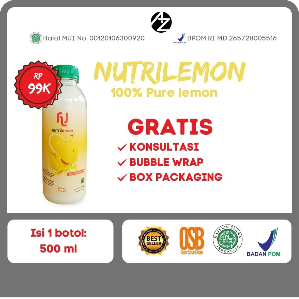 Jual Nutri Lemon OSB 500 ml Vitamin C Sari Lemon Peras Pelangsing 500ml ...
