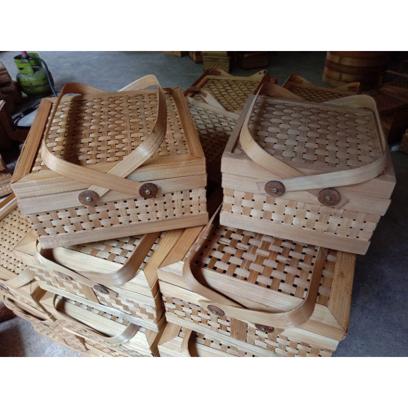 Jual rantang kotak 25cm KERANJANG ASAP/rantang bambu/hampers bambu ...