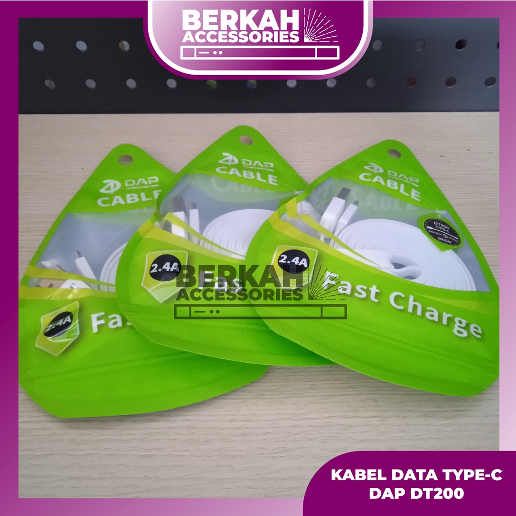 Jual KABEL DATA Type-C Pipih 200cm Fast Charging 2.4A Cable Data DAP ...