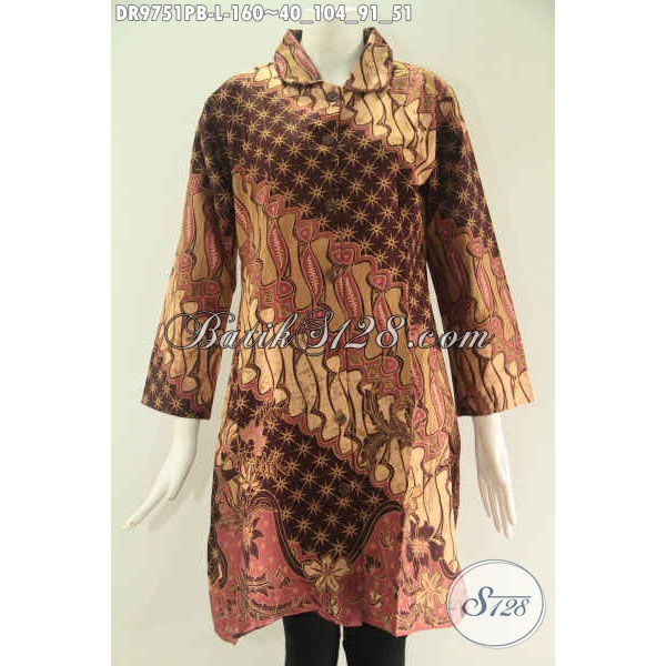 Jual Dress Batik Modern Wanita Motif Elegan Model Krah Shanghai Size L ...