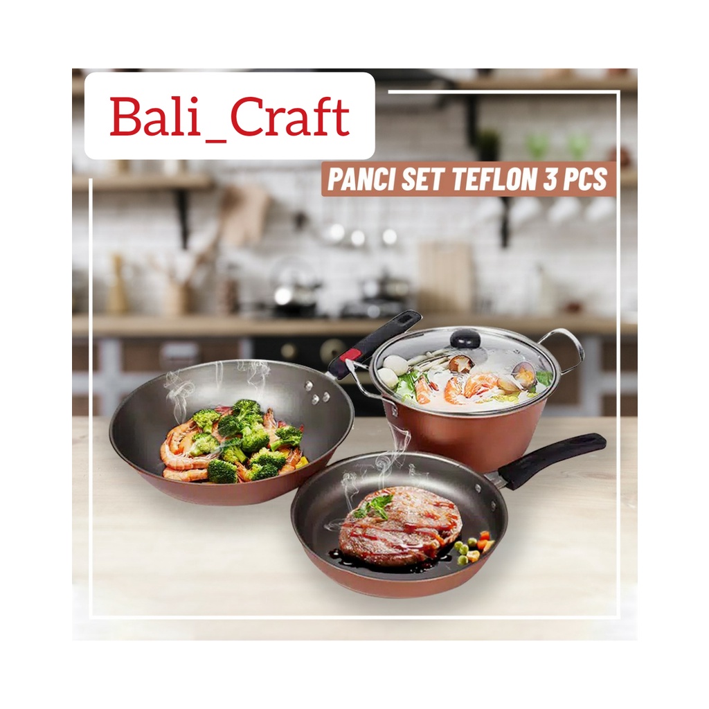 Jual PANCI TEFLON SET 3 IN 1 - PANCI SET ANTI LENGKET - TEFLON ANTI LENGKET SET - PANCI SET ...