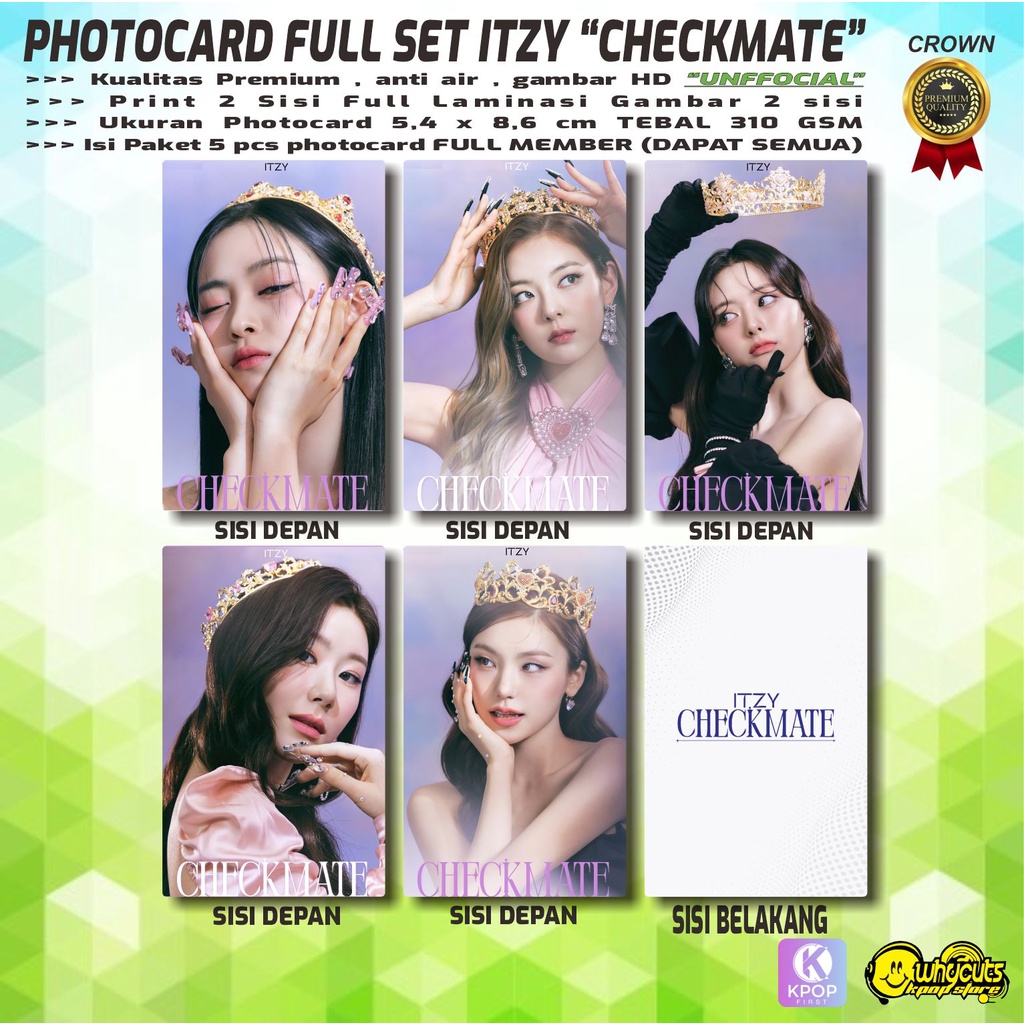 Jual PHOTOCARD SET KPOP PREMIUM ITZY "CHECKMATE" / MIDZY / PRINT 2 SISI FULL LAMINASI GLOSSY ...