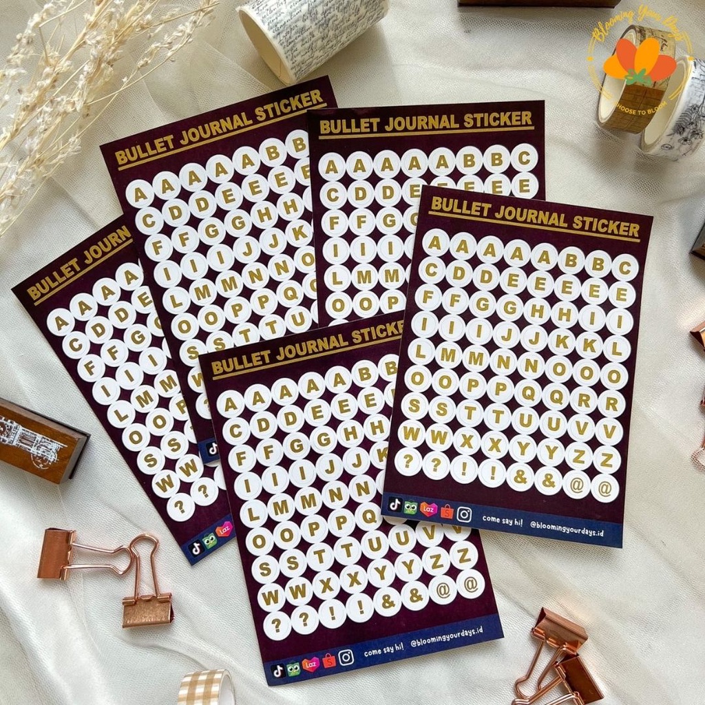 Jual Bloomingyourdays Alphabet Sticker Gold stiker hitam putih emas ...