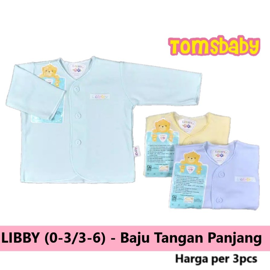 Jual [TOMS] [2-6kg] LIBBY (3pcs) Baju Tangan Panjang / Lengan Panjang WARNA Polos (0-3bln/3-6bln ...