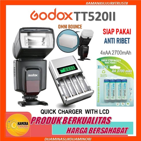 Jual PAKET Lampu Flash Eksternal Godox TT520 II TT 520 II Uninersal ...