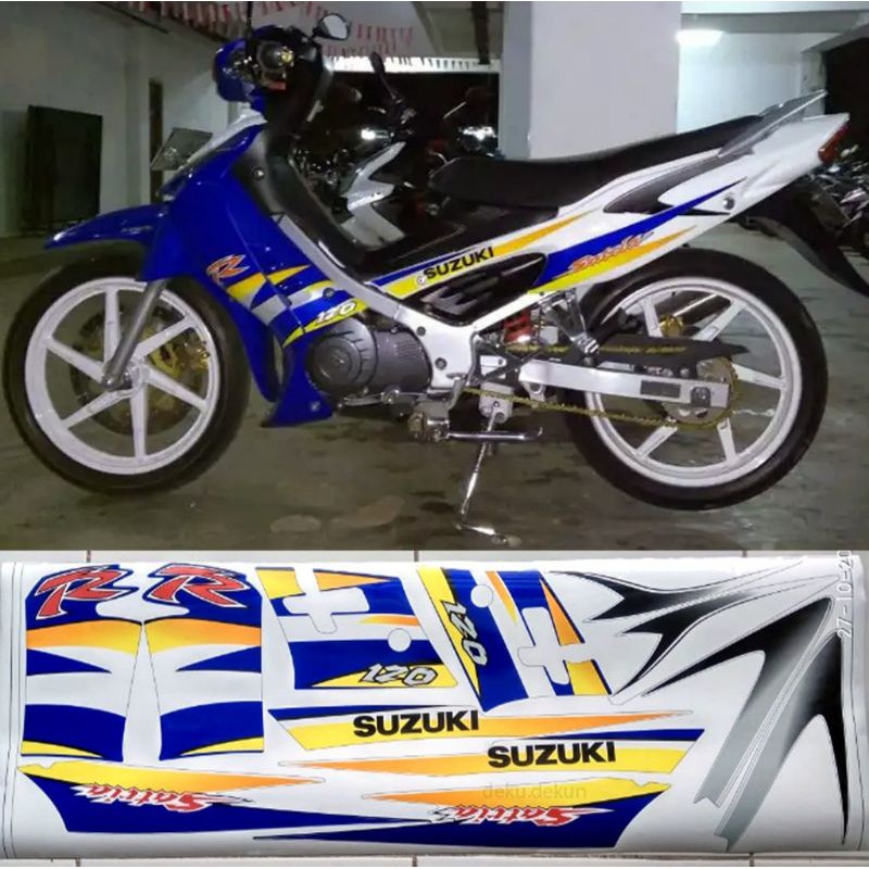 Jual striping sticker Lis satria hiu biru putih | Shopee Indonesia