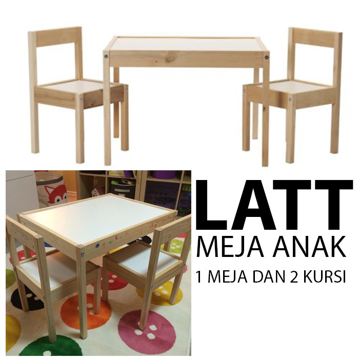 Jual Meja Anak Dengan 2 Kursi Kayu Pinus Child Table Chair / MEJA ...