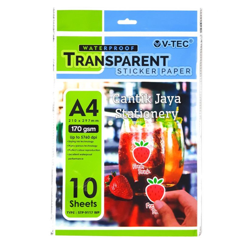 Jual Stiker Transparan V-TEC Transparent Sticker Paper VTEC A4 ...