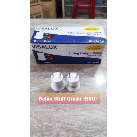 Jual Fitting Lampu Colok Visalux 2 Pin ke E27 Terminal Kuningan ...