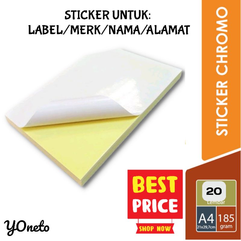 Jual Kertas Sticker Chromo Glossy A4/ 20lembar (Bahan Premium) | Shopee ...