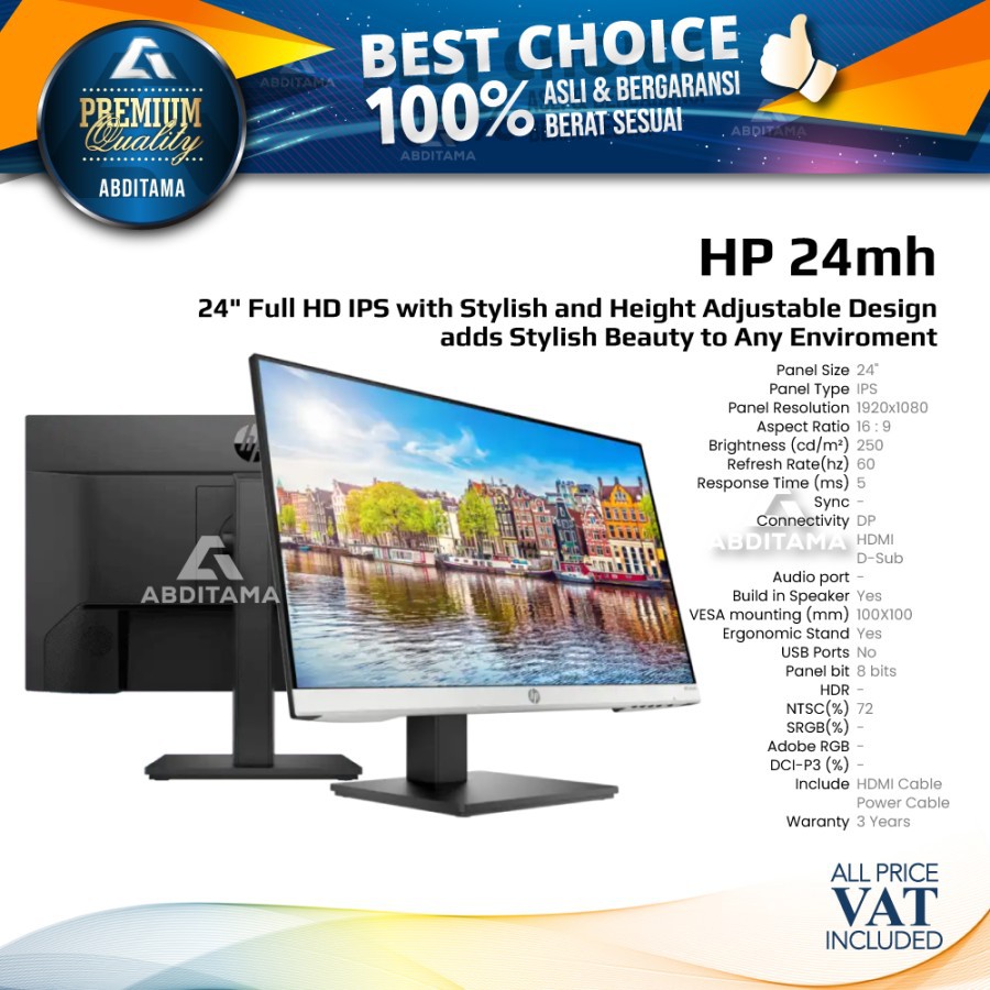 Jual Monitor LED HP 24MH 24" IPS FHD 75Hz Speaker Ergonomic Stand ...