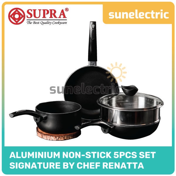 Jual Supra Panci 5 Pcs Cookware Set Renatta Moeloek Signature Alu Black ...