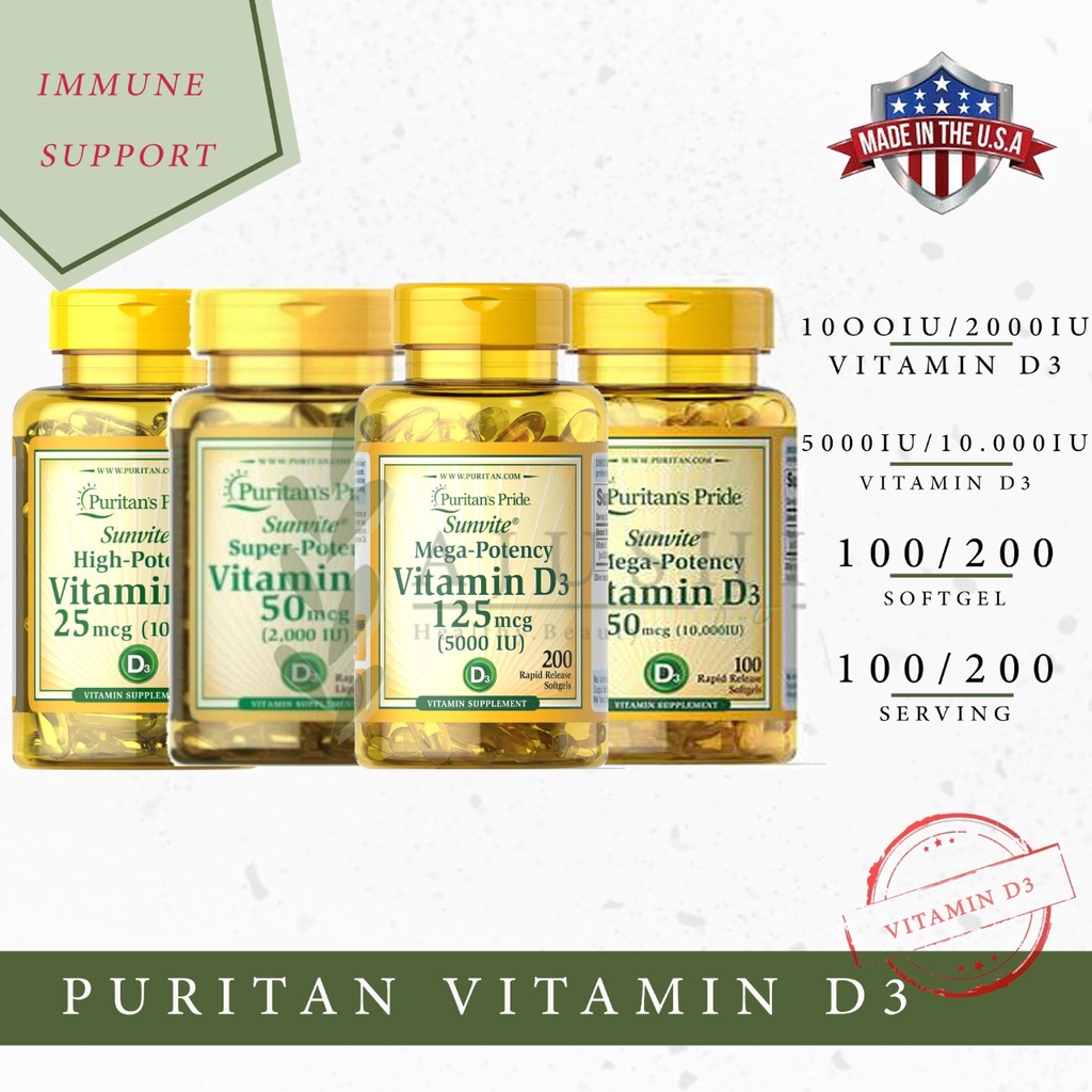 Jual Puritan Pride Vitamin D3 1000iu 200softgel | Shopee Indonesia