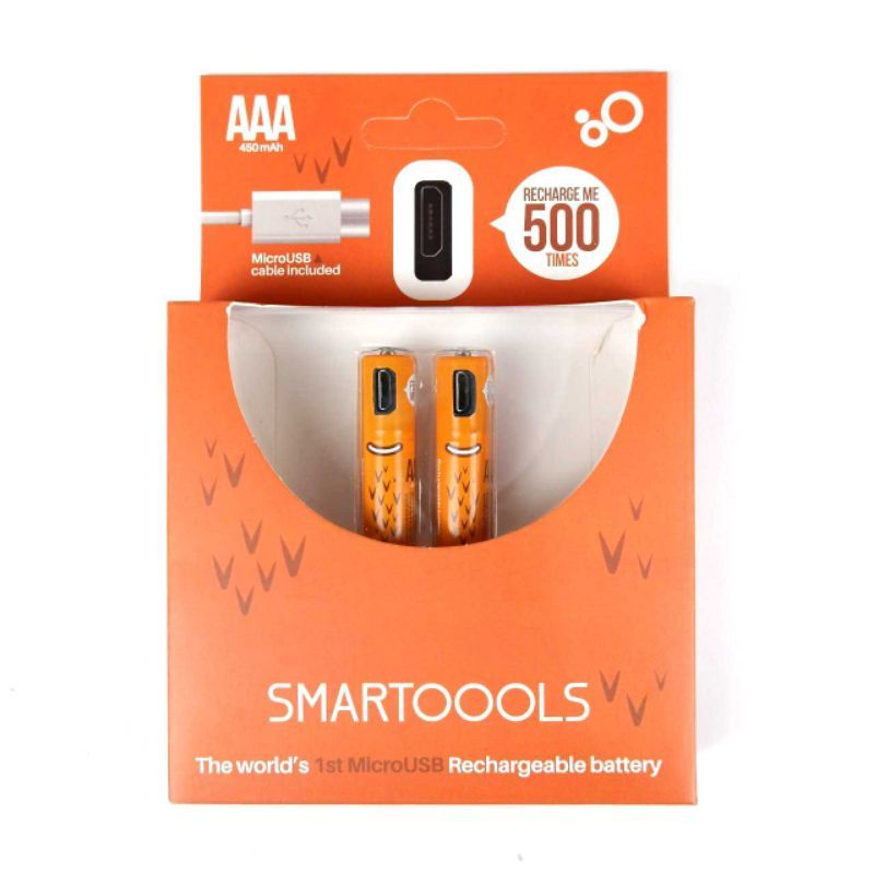 Jual ORIGINAL 100% SMARTOOOLS BATTERY MICRO USB RECHARGEABLE AAA ORANGE (ST-AAA) BATERAI CAS ...
