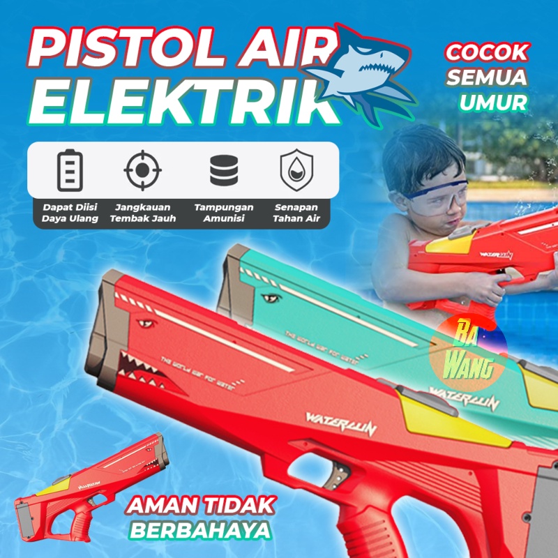 Jual Mainan Anak Water Gun Senapan Pistol Tembakan Air Elektrik ...