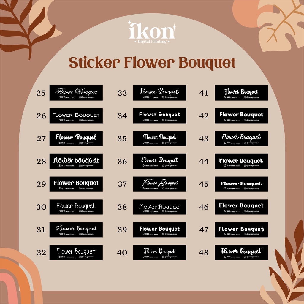 Jual STICKER FLOWER BOUQUE LANGSUNG TEMPEL UKURAN 1x4 CM / LABEL MEREK ...